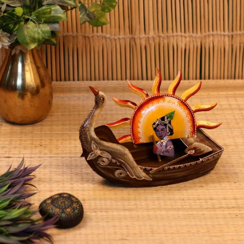 Iron Painted Boat Krishna Online At Best Price
